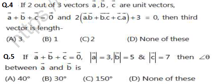 JEE Mathematics Vectors MCQs Set B with Answers